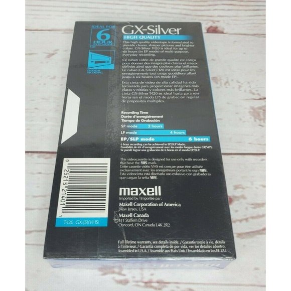 Maxell | Media | Maxell Gxsilver 6 Hours T2 Vhs Blank Tape Brand New ...